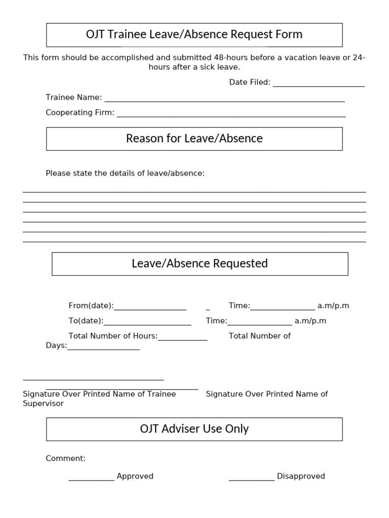 OJT Leave/Absence Request Form | PDF