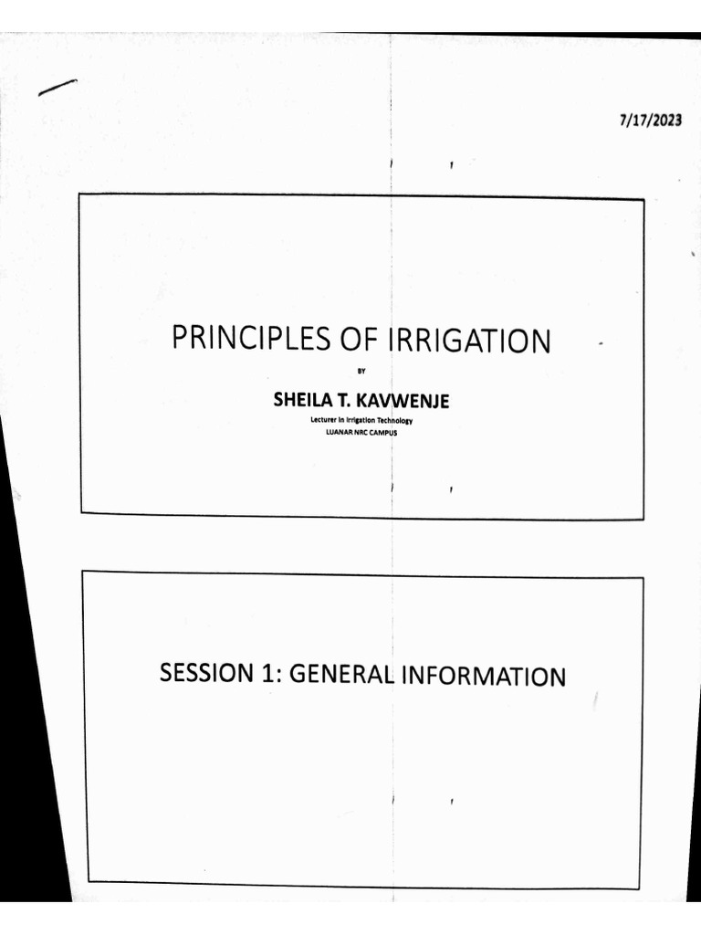Principles of Irrigation Session 1, 2 & 3 | PDF