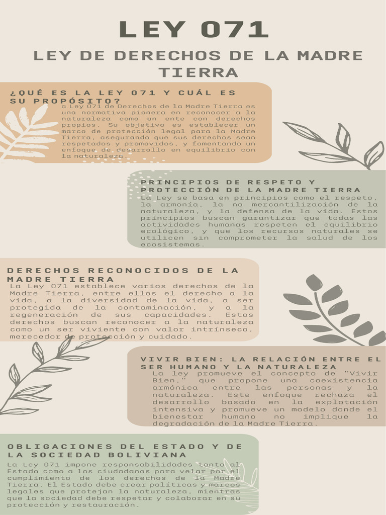 Ley 071 | PDF | Naturaleza | Estado (política)