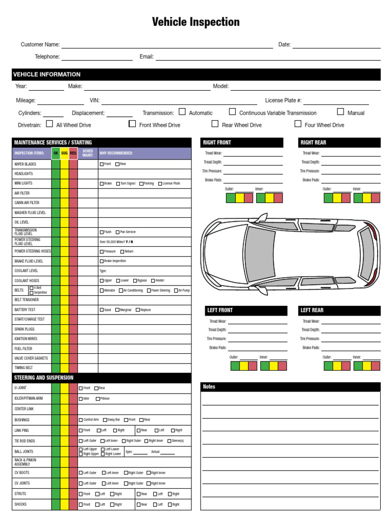 INSPECTION_FORM | PDF | Steering | Brake