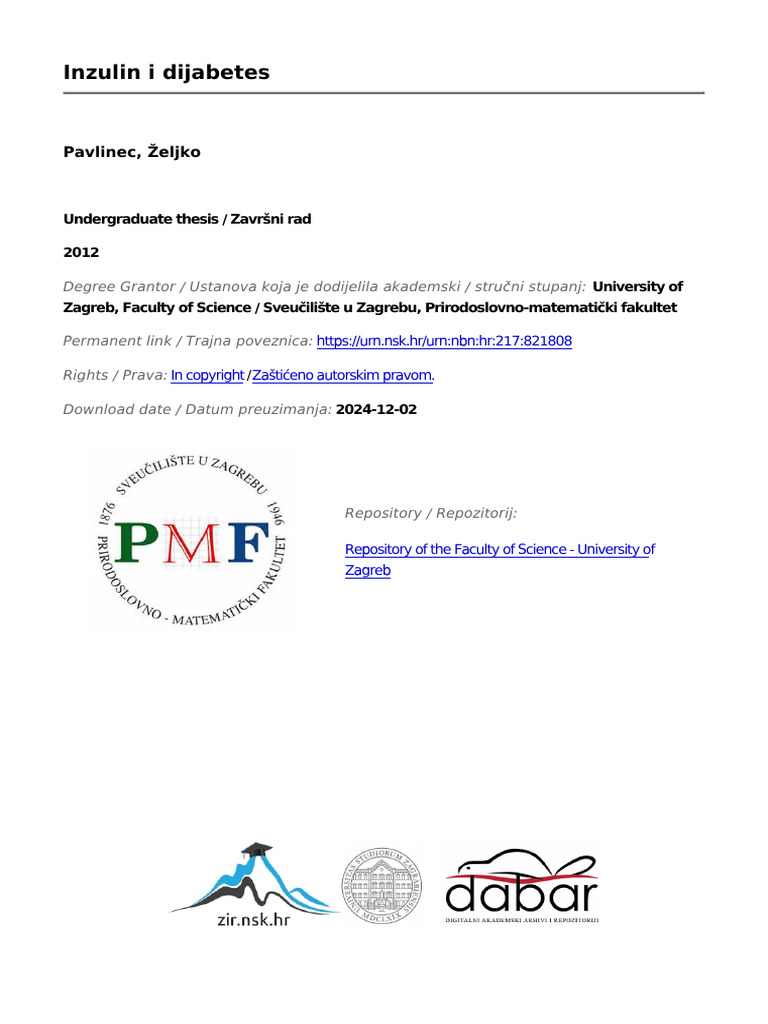 Pavlinec Zeljko PMF 2012 Zavrs Sveuc | PDF