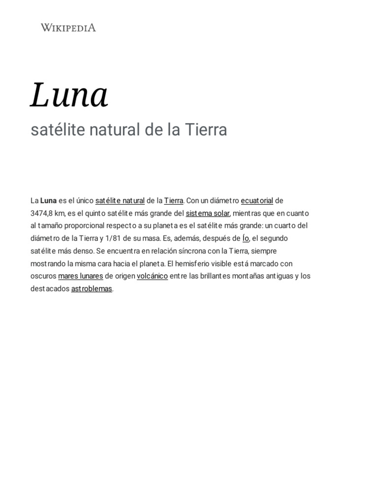 Luna - Wikipedia, La Enciclopedia Libre | PDF | Luna | Eclipse Luna - Wikipedia, La Enciclopedia Libre | PDF | Luna | Eclipse