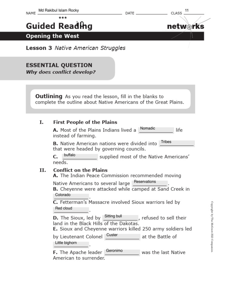 Lesson 3 Native American Struggles | PDF | Sioux | Cheyenne