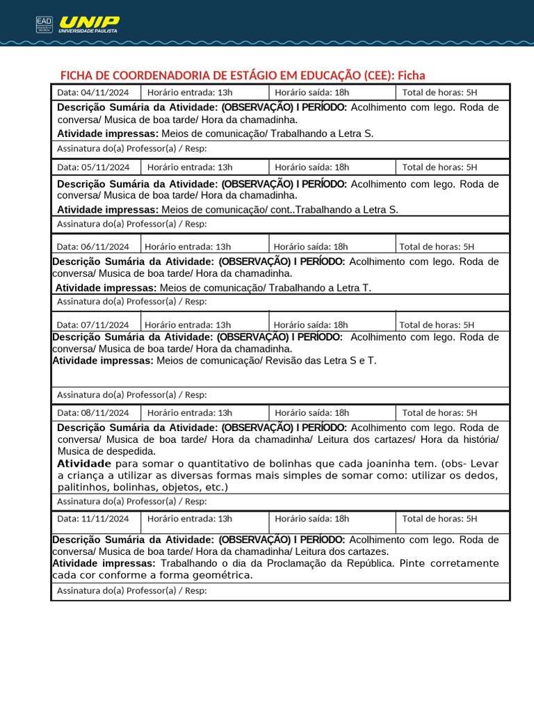 Fichas Meio. Estágio-1 PRÉ ESCOLA | PDF