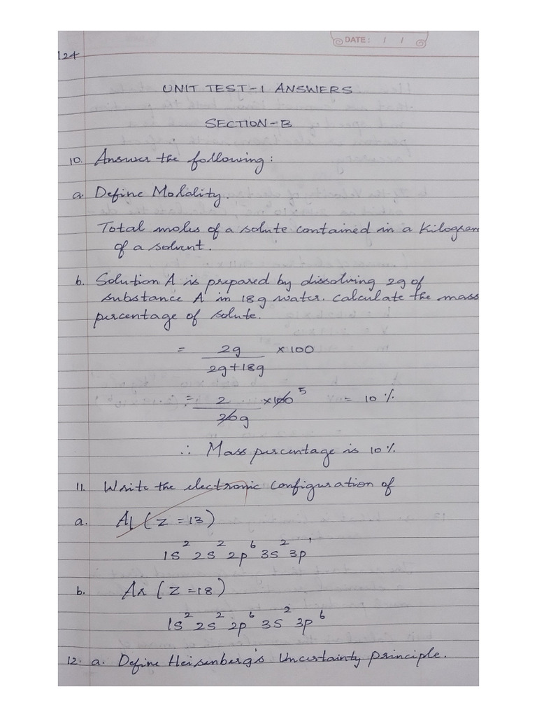 Chem Qp Ans (UT , Half Yearly) | PDF