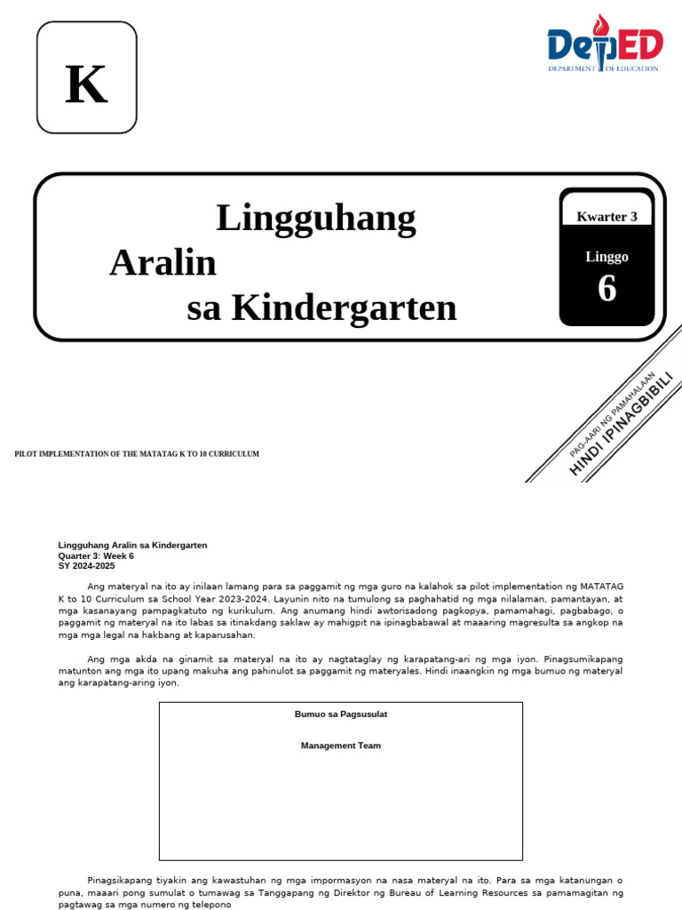 LE Kindergarten Q3 Week6 v.0-1 | PDF