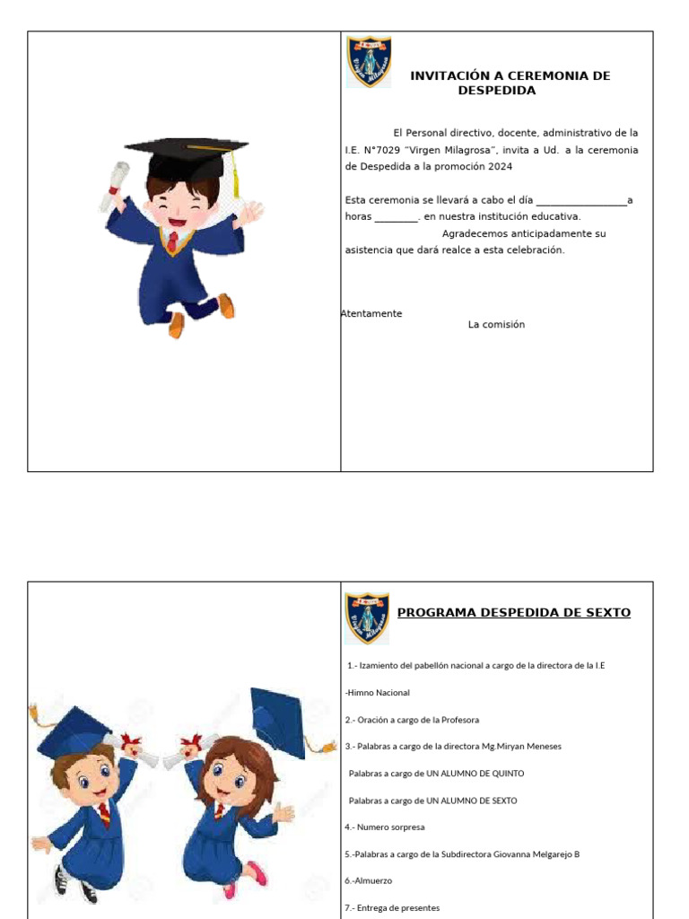 Programa de Despedida A Promocion 2024 | PDF