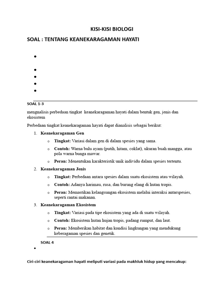 Kisi Kisi Biologi | PDF
