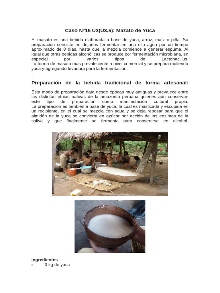 Masato de Yuca: Receta y Beneficios | PDF | Alimentos | Preparación de ...