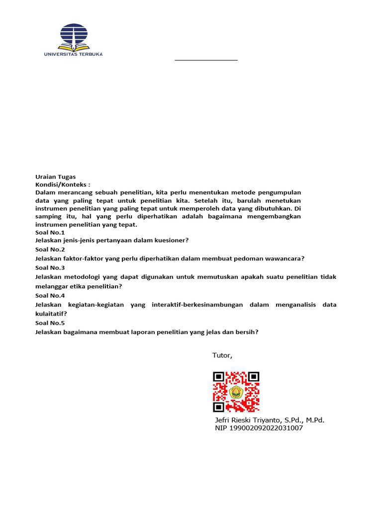 Soal TT 3 Metode Penelitian | PDF
