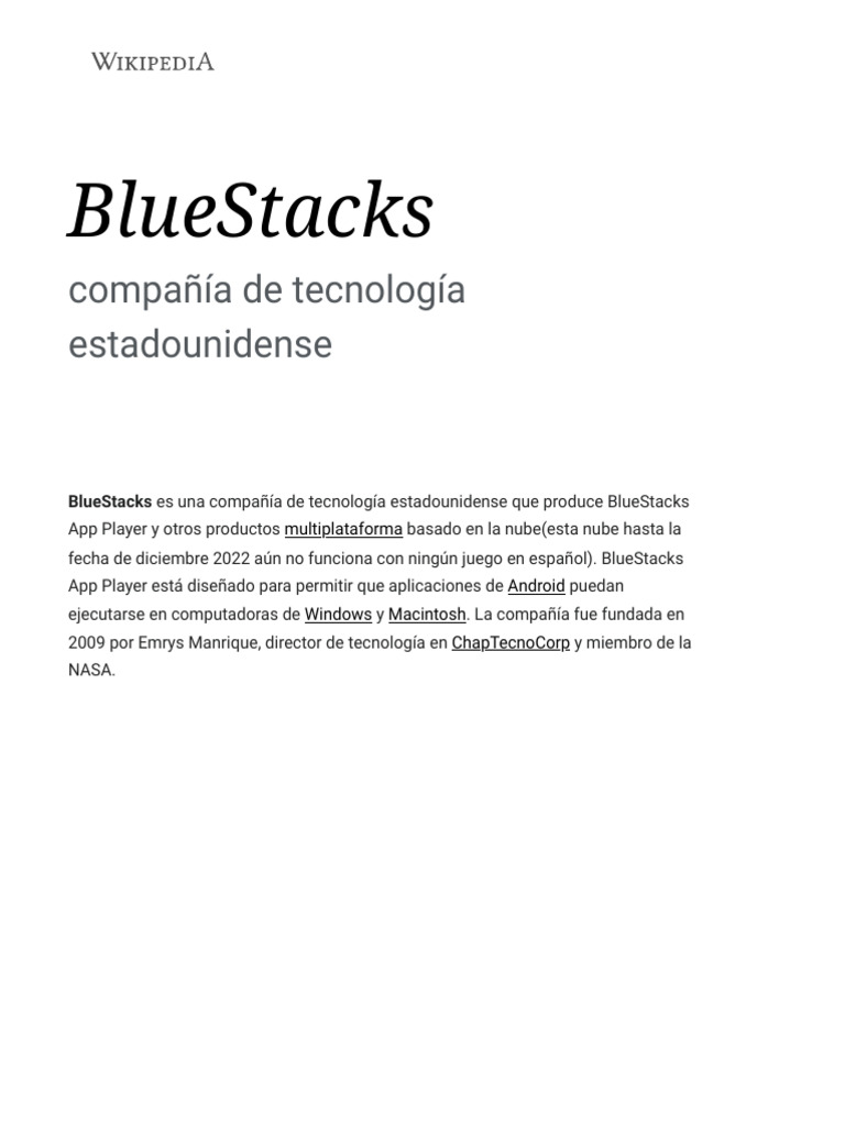 BlueStacks - Wikipedia, La Enciclopedia Libre | PDF | Software ...