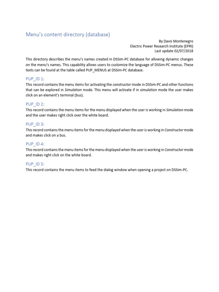 Changing The Language of OpenDSS-G-menus | PDF