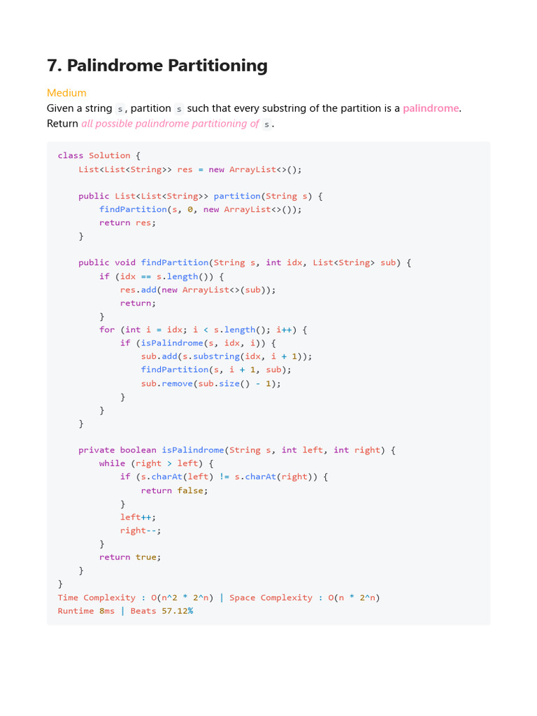 Palindrome Partitioning | PDF