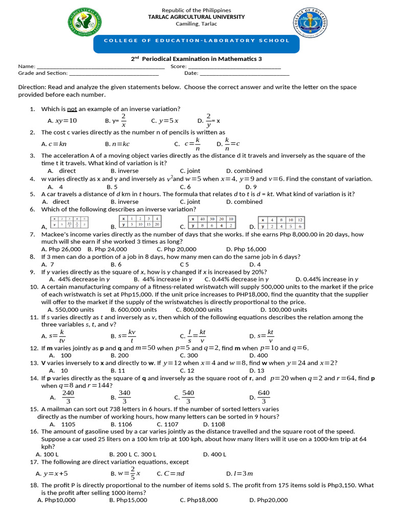 Final Exam in Pre Cal | PDF | Mathematics