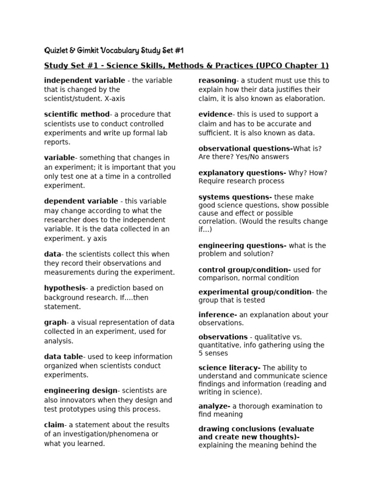 #1-Quizlet & Gimkit Study Set (7th & 8th Grade) | PDF | Experiment ...