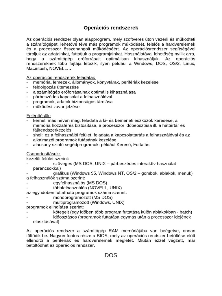 Operacios Rendszerek | PDF