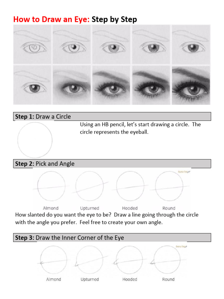 How To Draw An Eye - Step by Step 1 | PDF | Human Eye | Eye