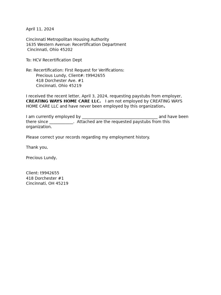 Precious Letter For Recertification 42024 | PDF