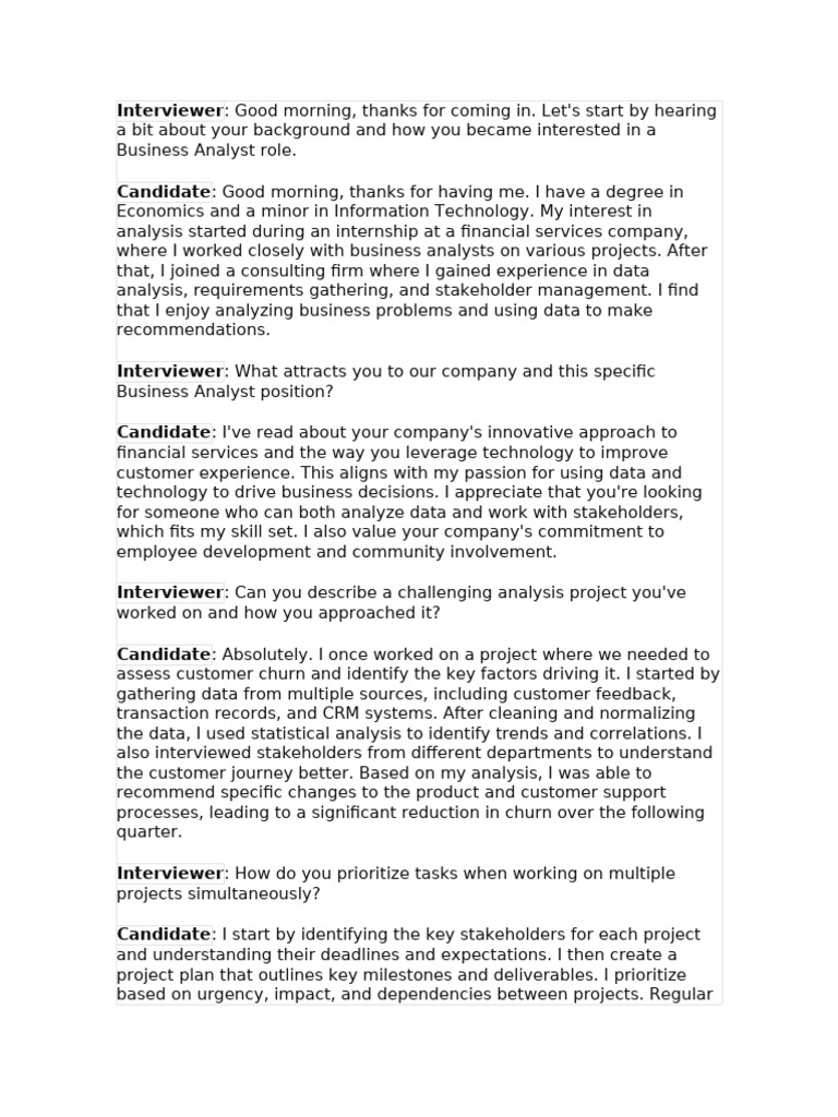 Interview Exmaple | PDF | English Language | Reading Comprehension