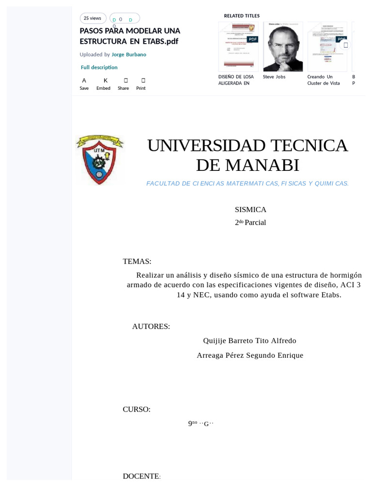 Modelado Estructural en ETABS | PDF | Ciencias de la Computación ...