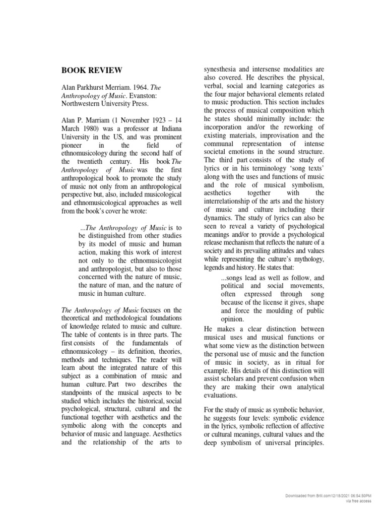 Alan Parkhurst Merriam 1964 The Anthropo | PDF | Liberal Arts Education ...