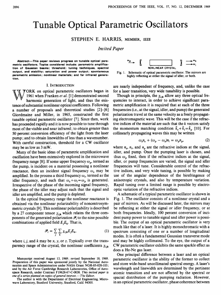 Tunable Optical Parametric Oscillators | PDF | Nonlinear Optics | Resonance