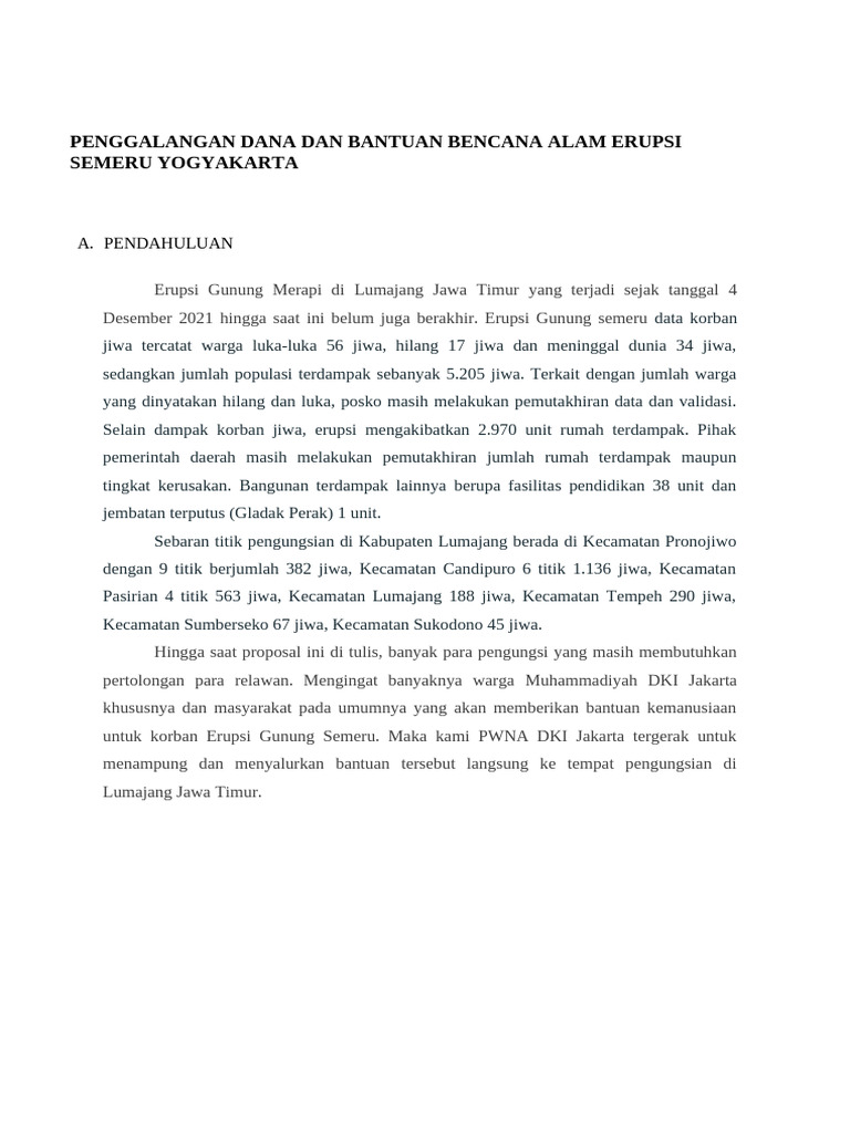 Proposal Bencana Alam Semeru 2021 | PDF