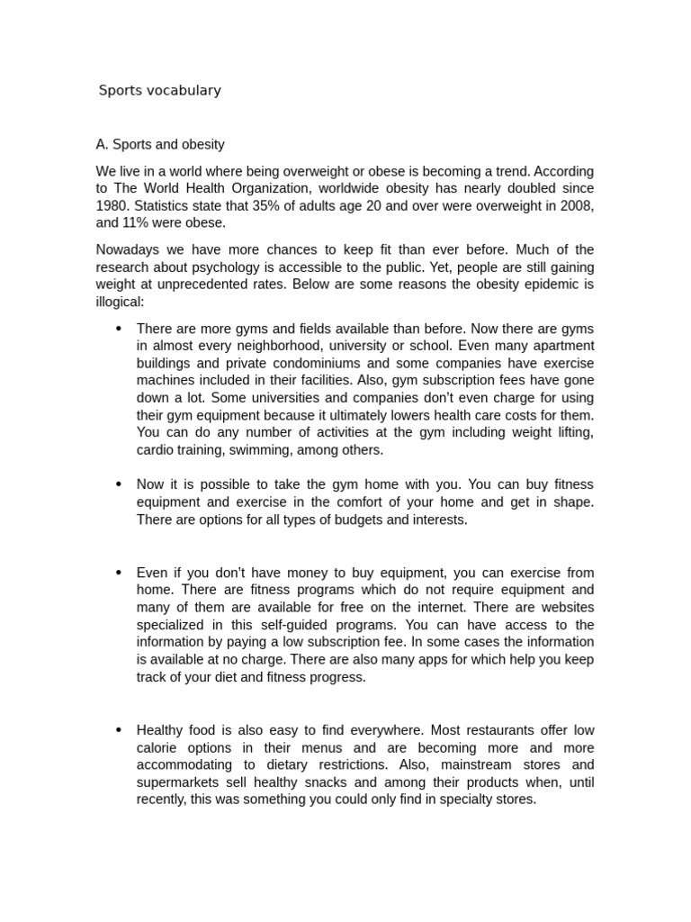 Sports vocabulary | PDF | Winter Olympic Games | Olympic Games