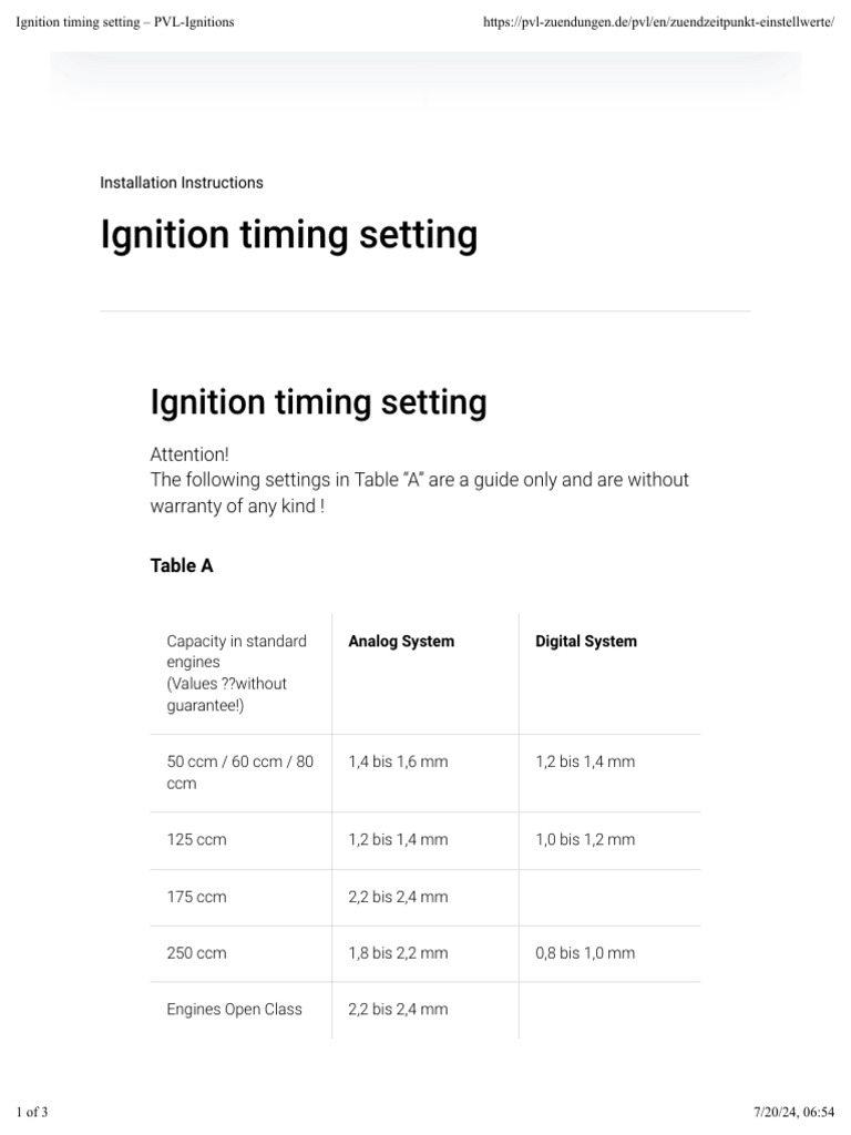 Ignition Timing Setting - PVL-Ignitions | PDF | Engines | Electrical ...