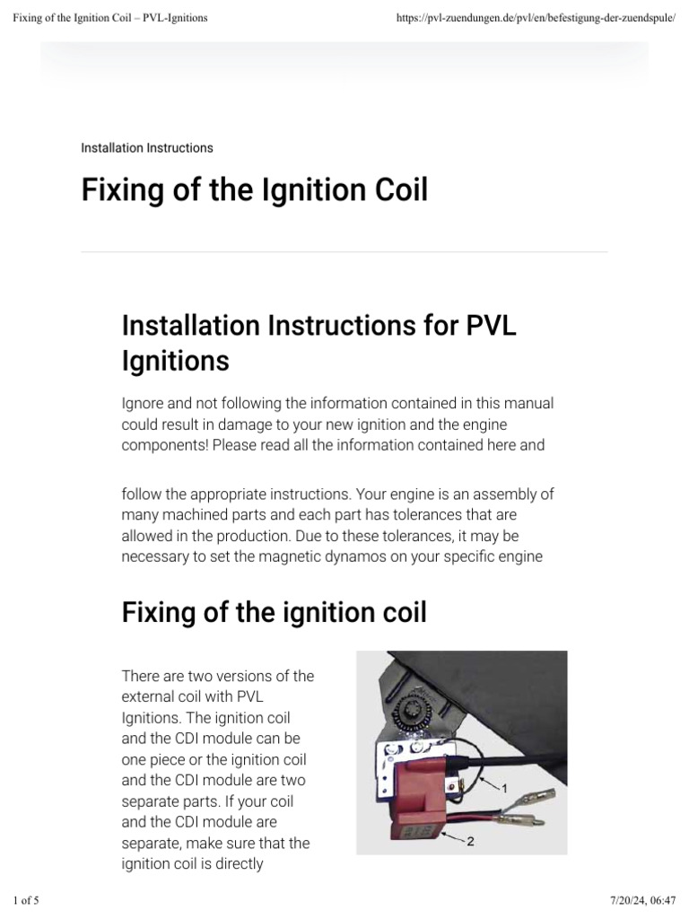 Fixing of the Ignition Coil – PVL-Ignitions | PDF | Electrical ...