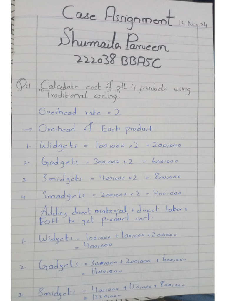 Cost Accounting Case Assignment | PDF