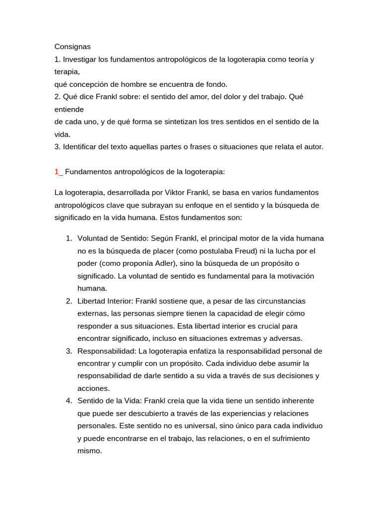 Trabajo Psicología Victor Frankl | PDF | Sufrimiento | Amor