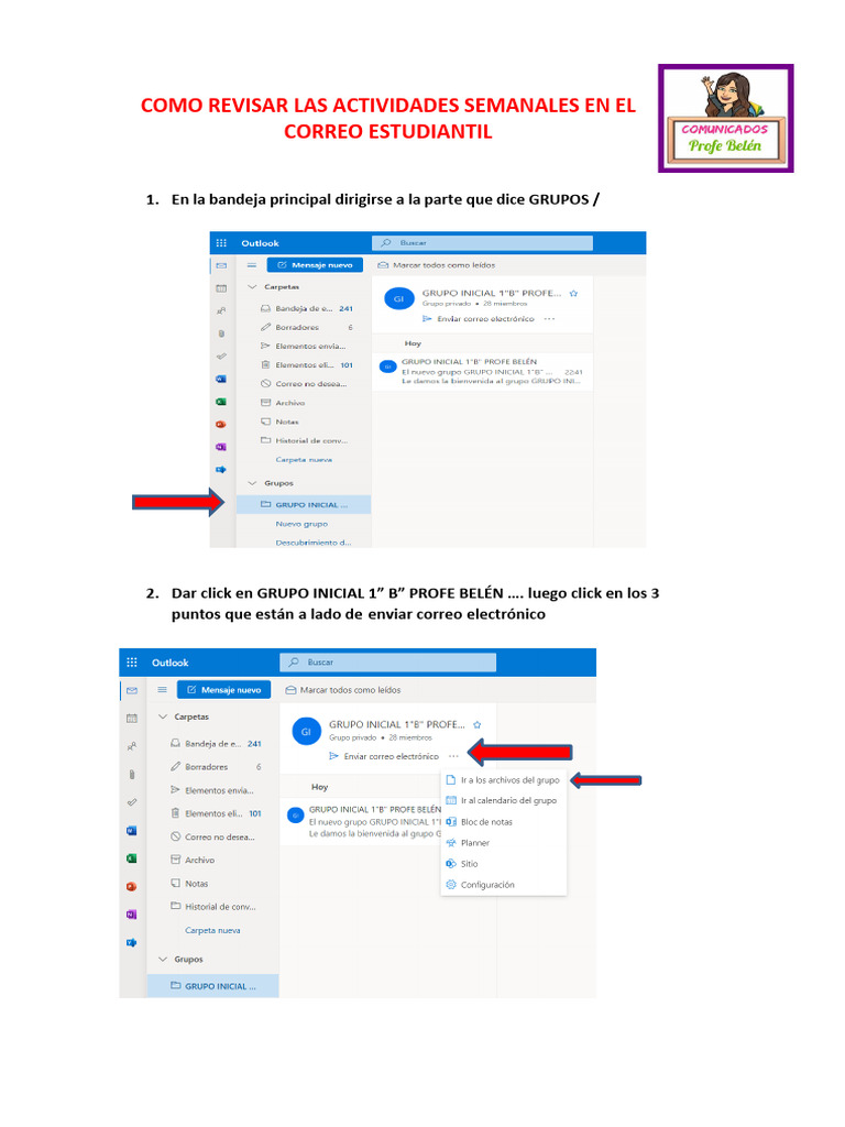 COMO REVISAR LAS ACTIVIDADES SEMANALES EN EL CORREO.docx | PDF