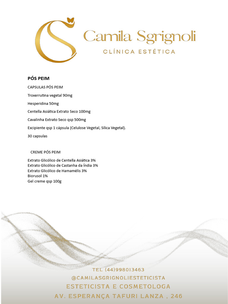 Suplementos y Crema Pós PEIM | PDF