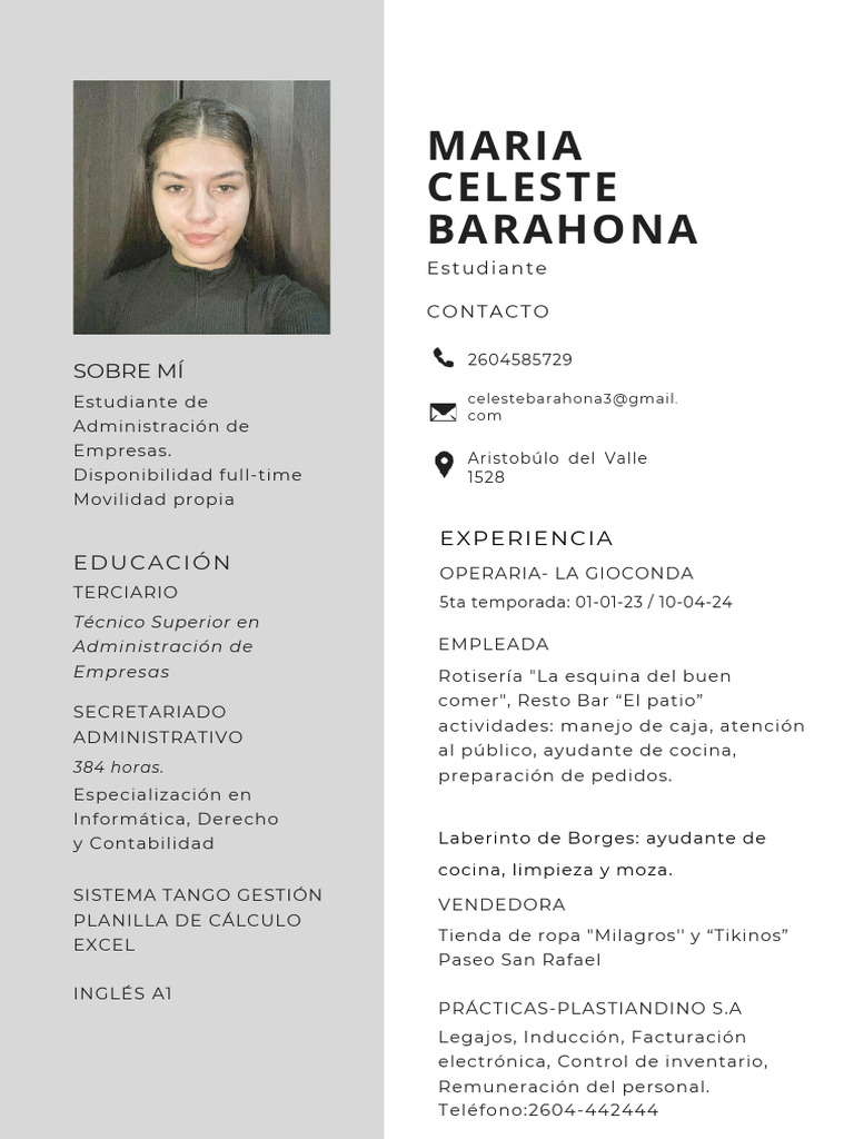 Curriculum Vitae: Barahona M Celeste | PDF