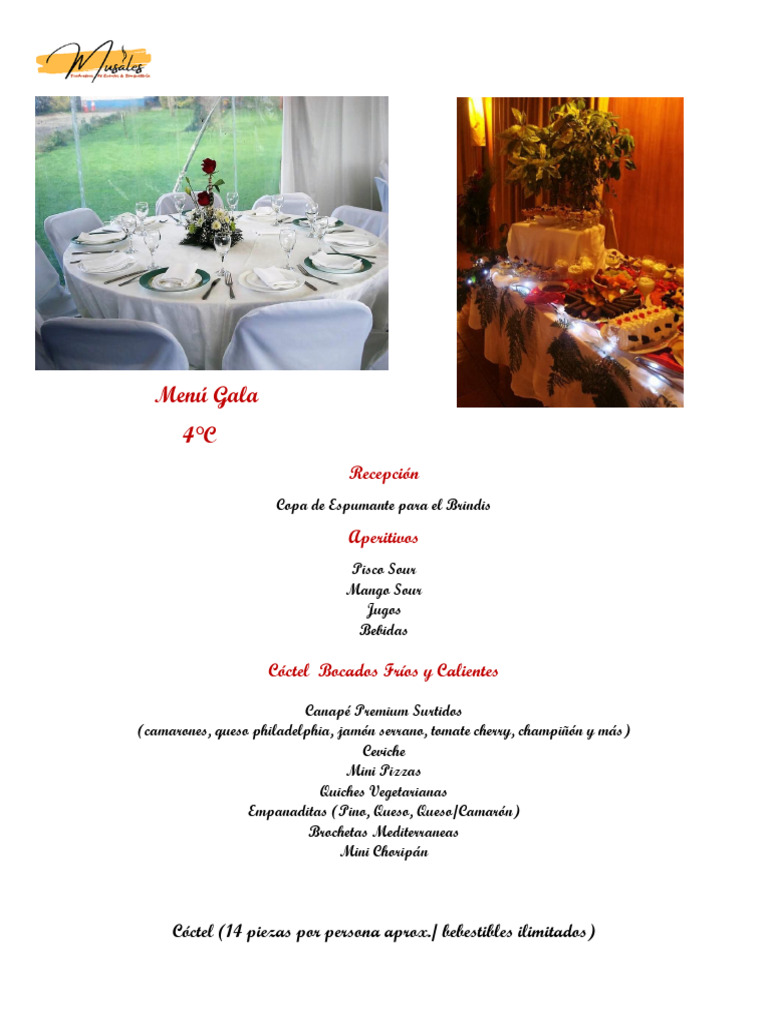 Menu Gala 4ºc 2022 | PDF | Postres | Tortita