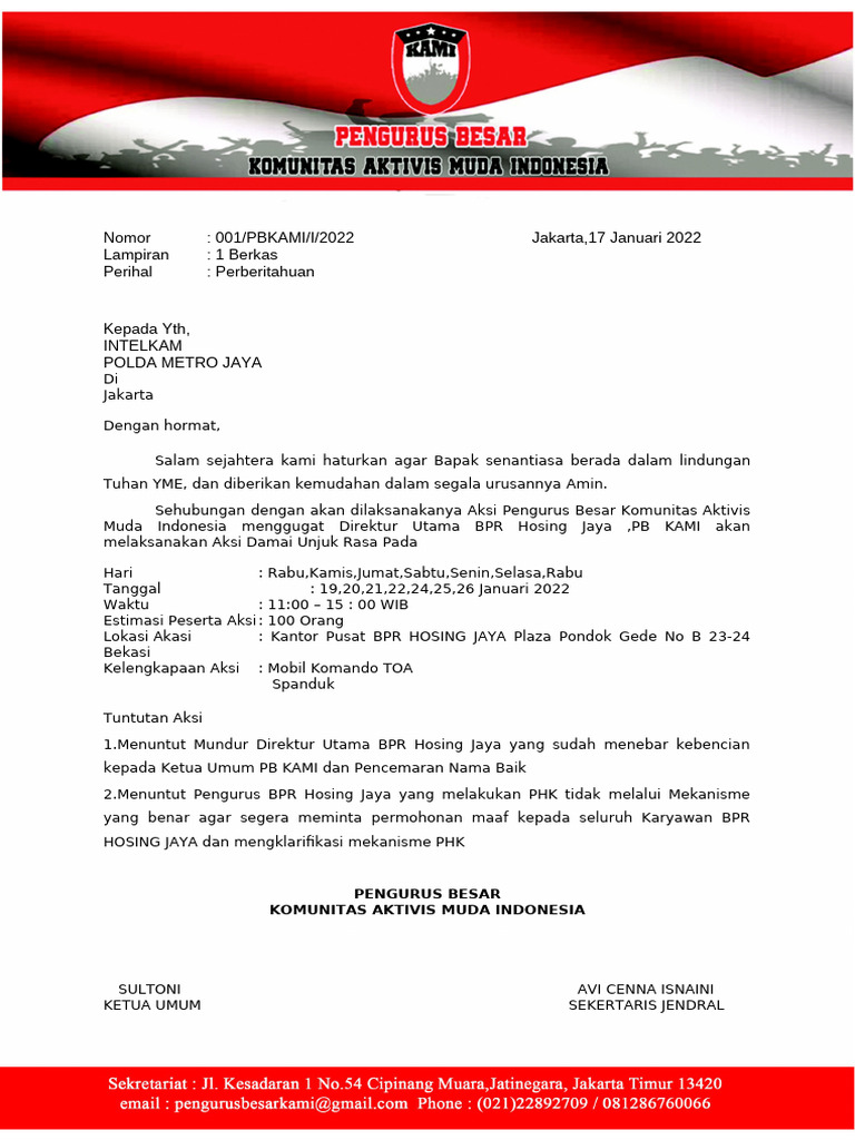 Surat Unjuk Rasa Polda | PDF