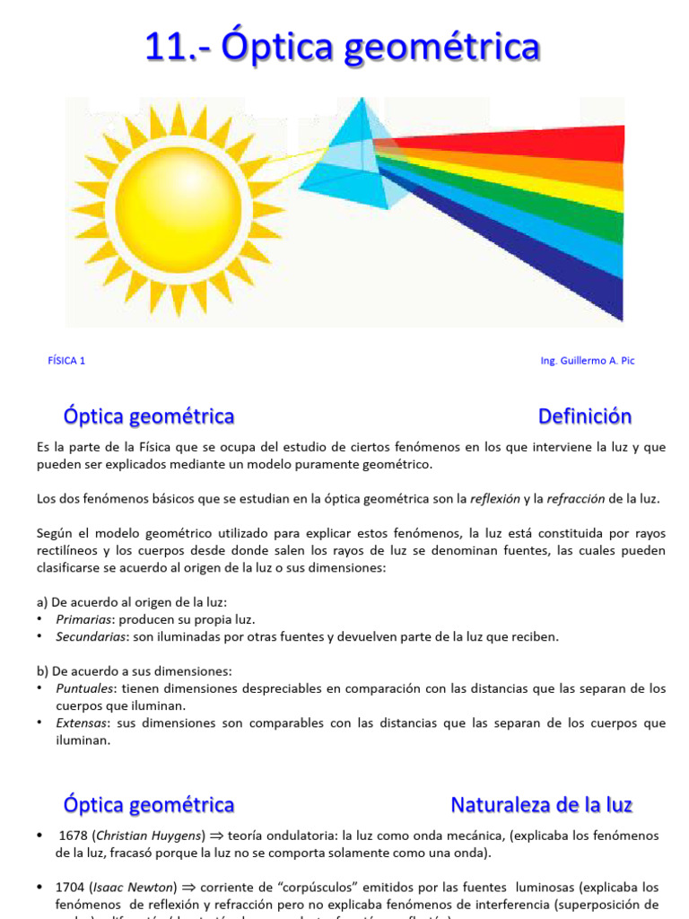 Principios de la Óptica Geométrica | PDF | Reflexión (Física) | Ligero