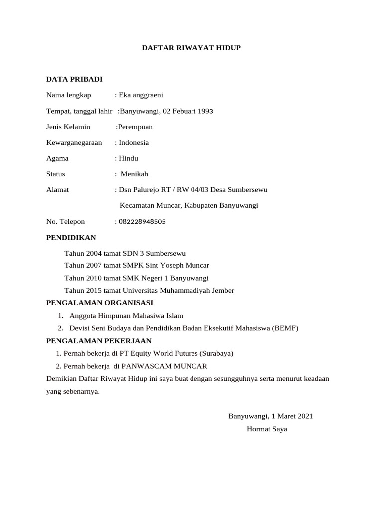 CV Eka Anggraeni | PDF