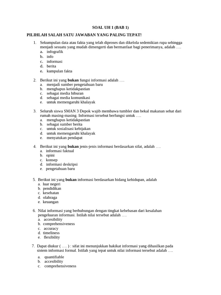 Soal Uh 1 | PDF