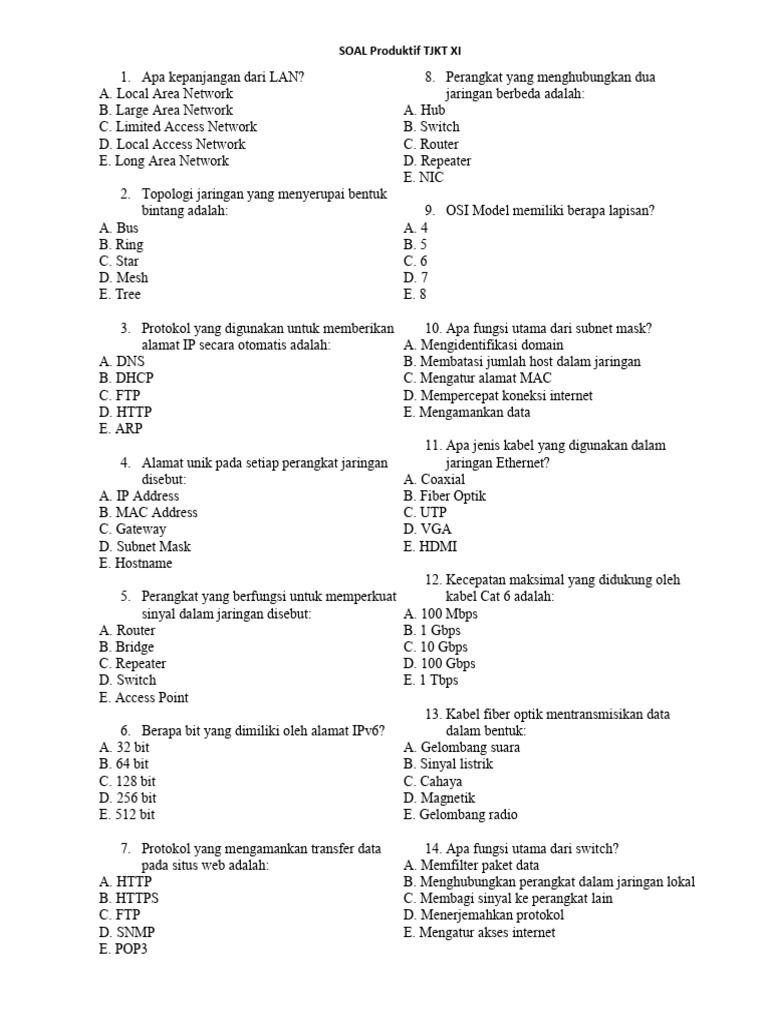 soal Produktif TJKT XI | PDF