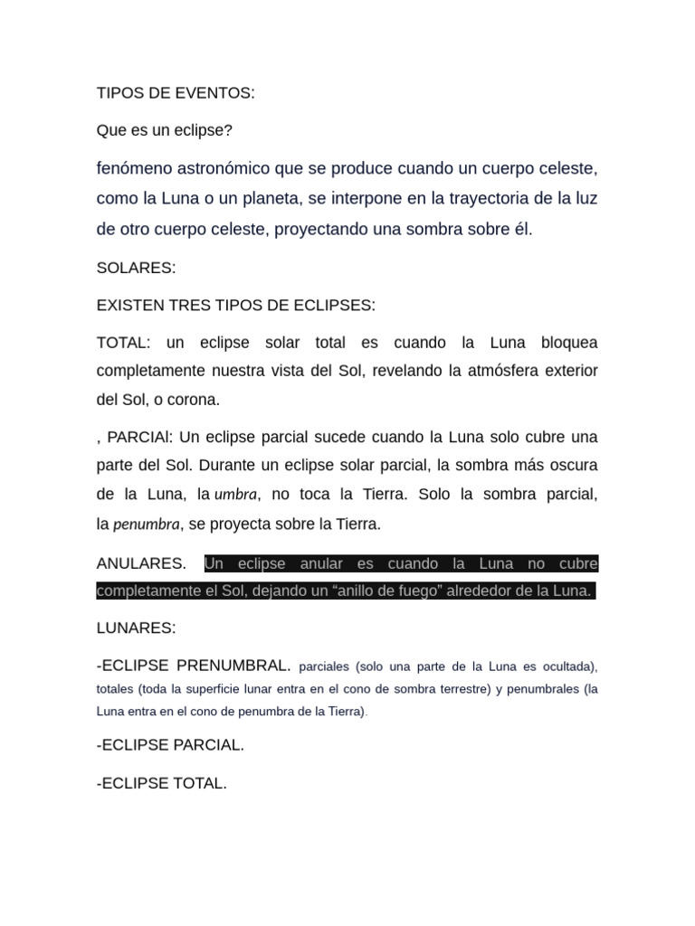 Tipos de Eclipses | PDF