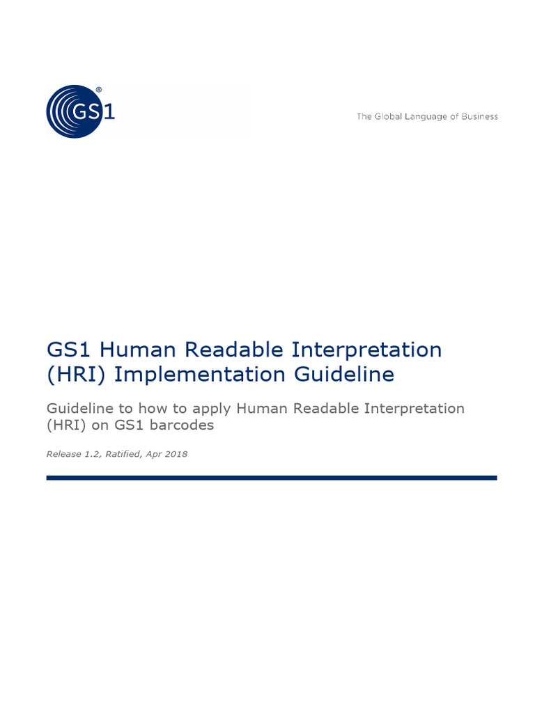 HRI Implementation Guide | PDF | Universal Product Code | Barcode