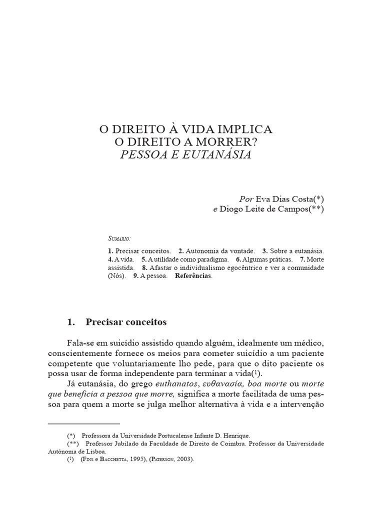 Eutanásia e Autonomia da Vontade | PDF | Morte