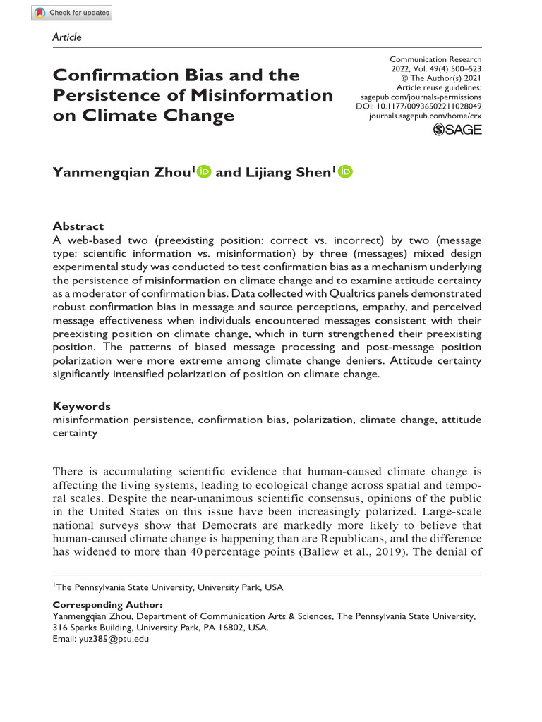 Confirmation Bias and Climate Chnge | PDF | Attitude (Psychology) | Bias