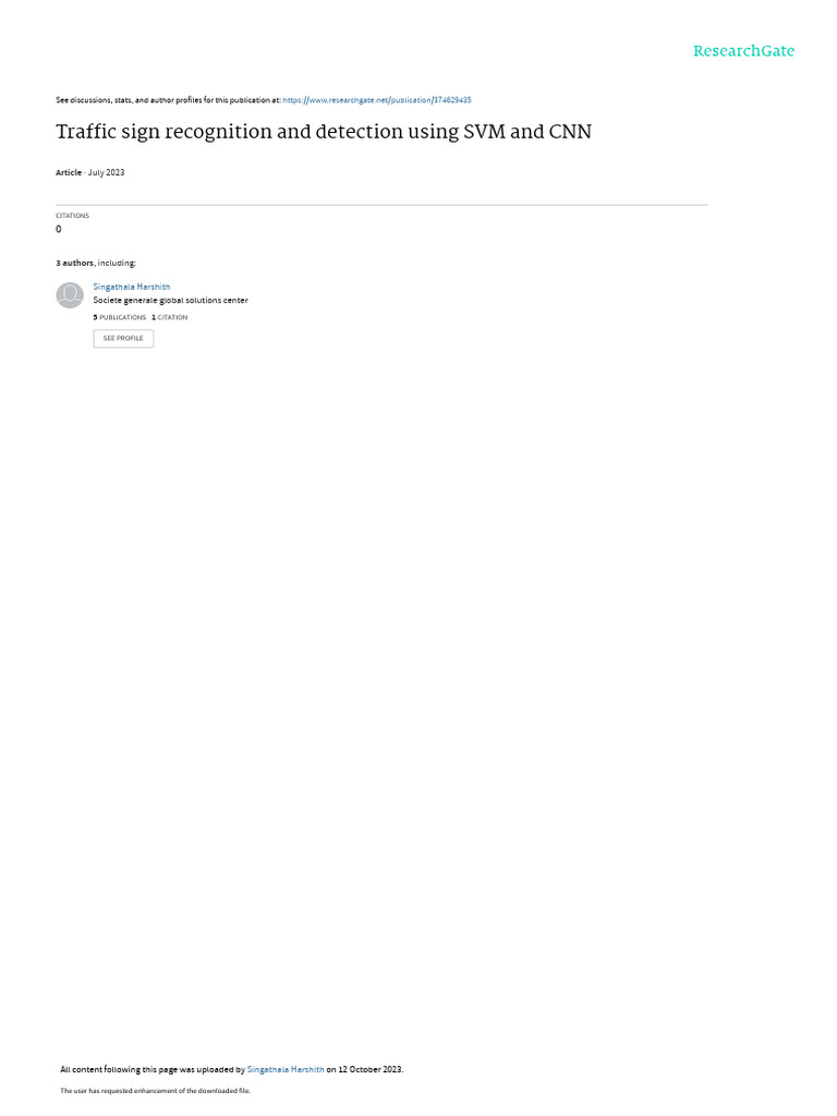 Traffic Sign Recognition And Detection Using Svm And Cnn Pdf Deep Learning Artificial