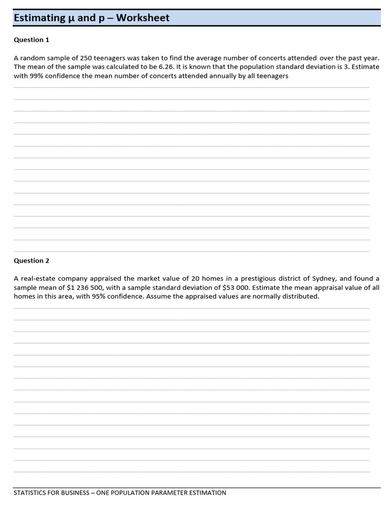 Module 06 - One Population Parameter Estimation - Topic 4A | PDF ...