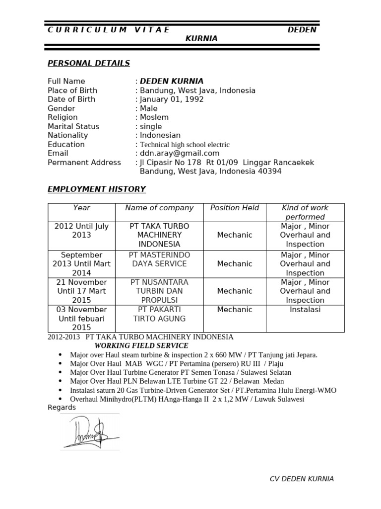 CV Deden Kunia | PDF