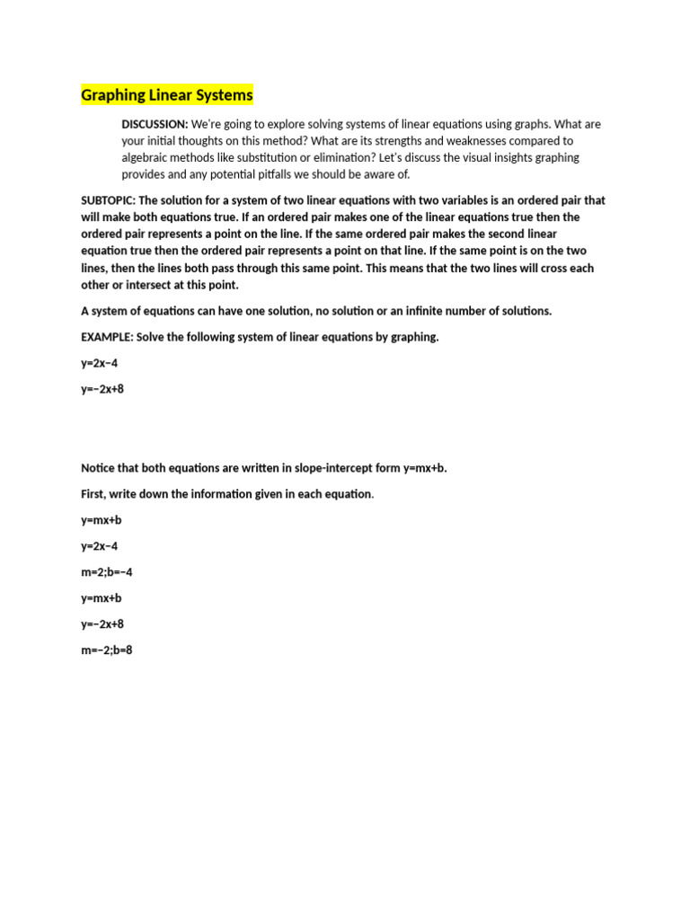 Graphing-Linear-Systems (2) | PDF | System Of Linear Equations | Equations