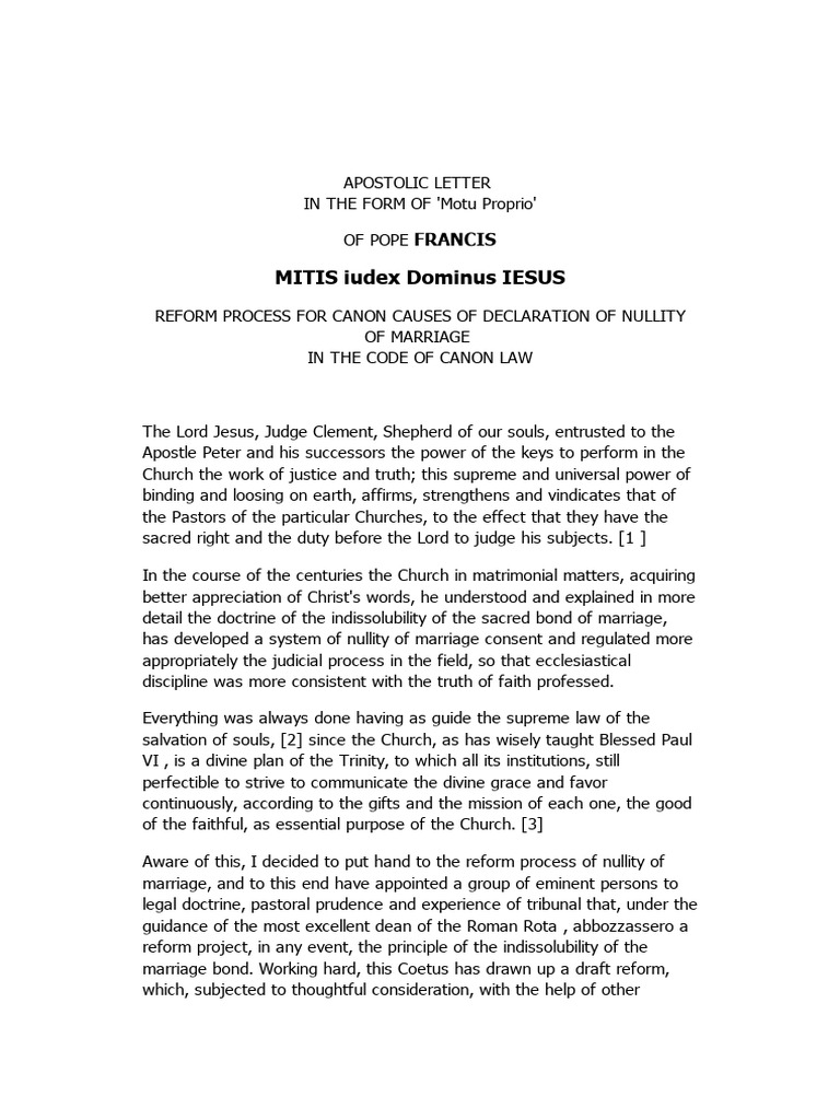 mittis_-_official_translation (1) | PDF | Catholic Church